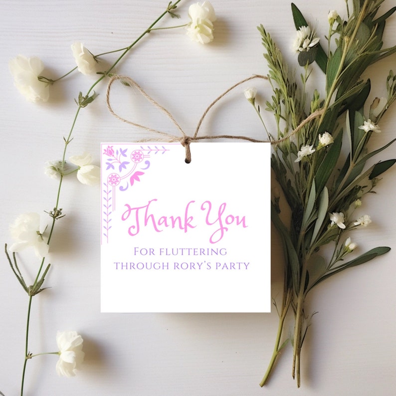 Fairy First Birthday Thank You Tags, Party Favor Bag Tags, Magical ...