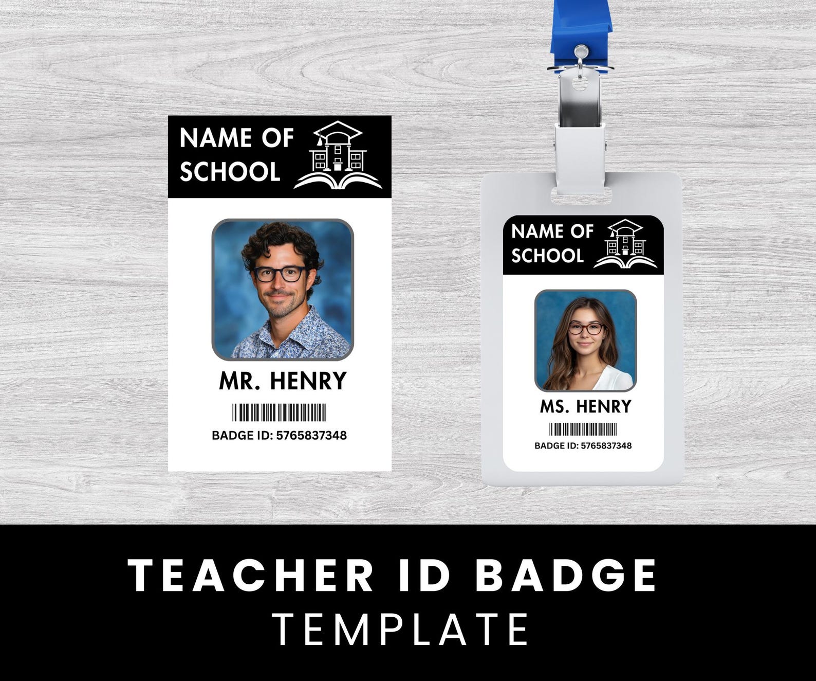 Printable Teacher ID Name Badge Template | School Halloween Costume ...