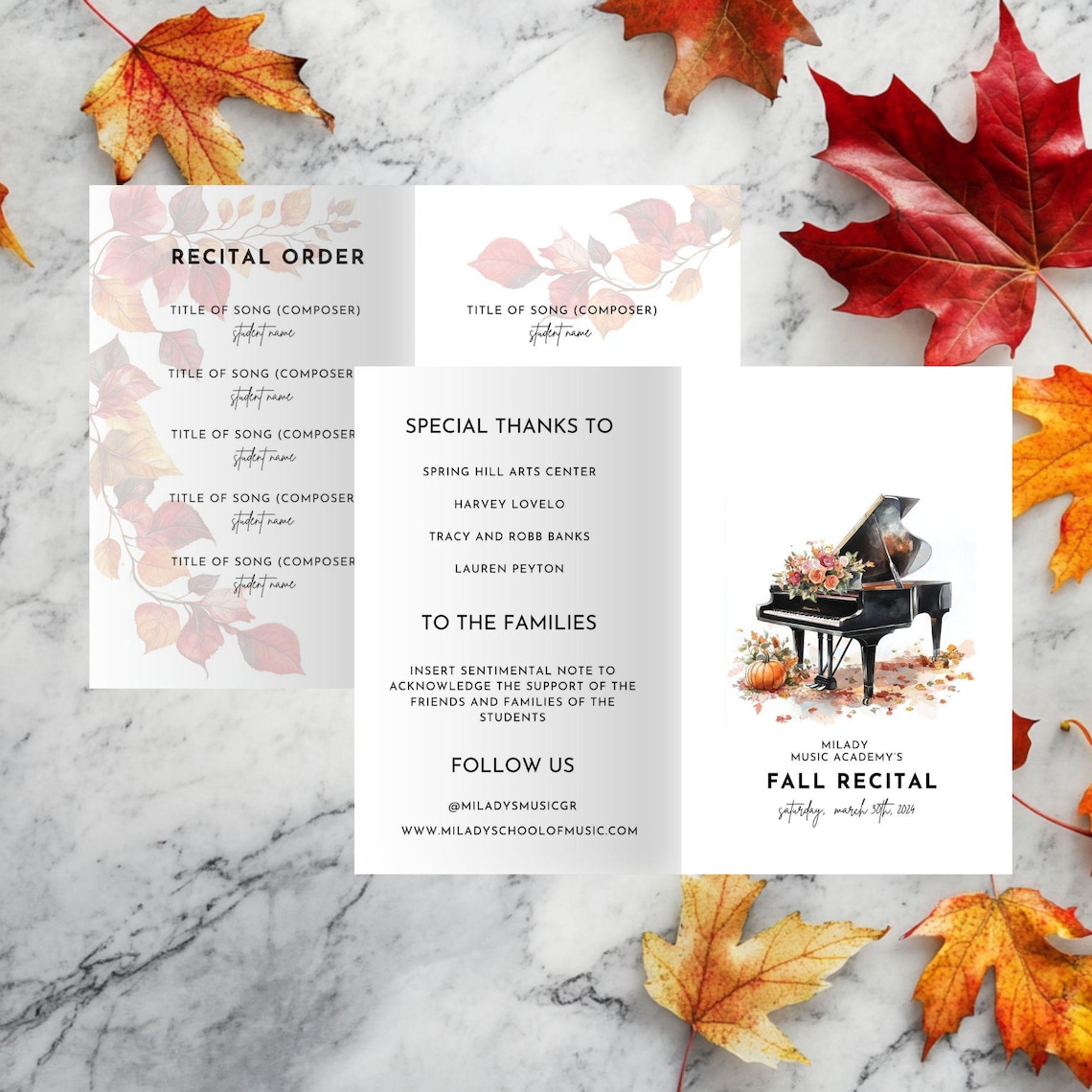 Printable Music Program Template | Student Recital | Piano Recital ...