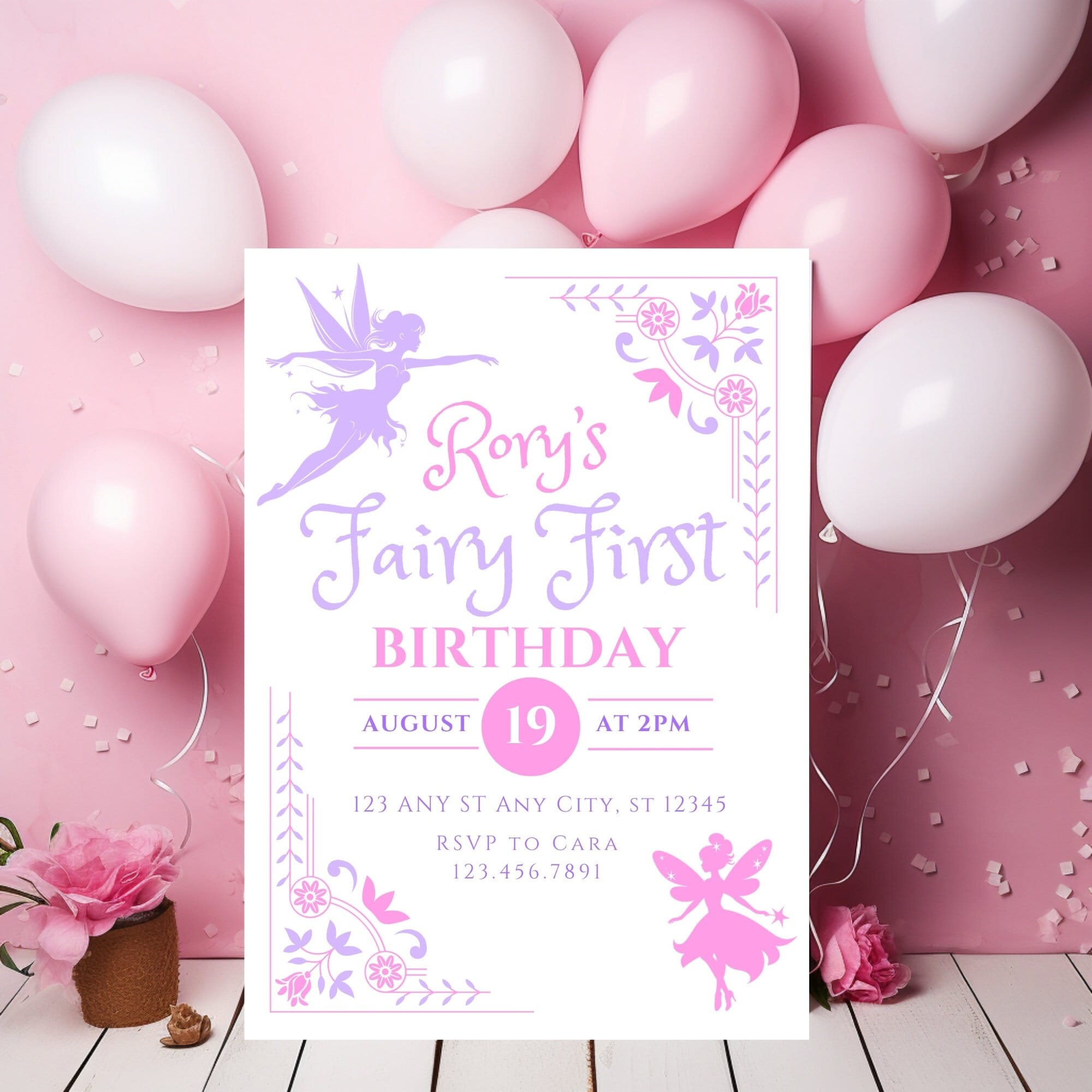 Editable Fairy 1st Birthday Invitation Enchanted Fairy First - Etsy