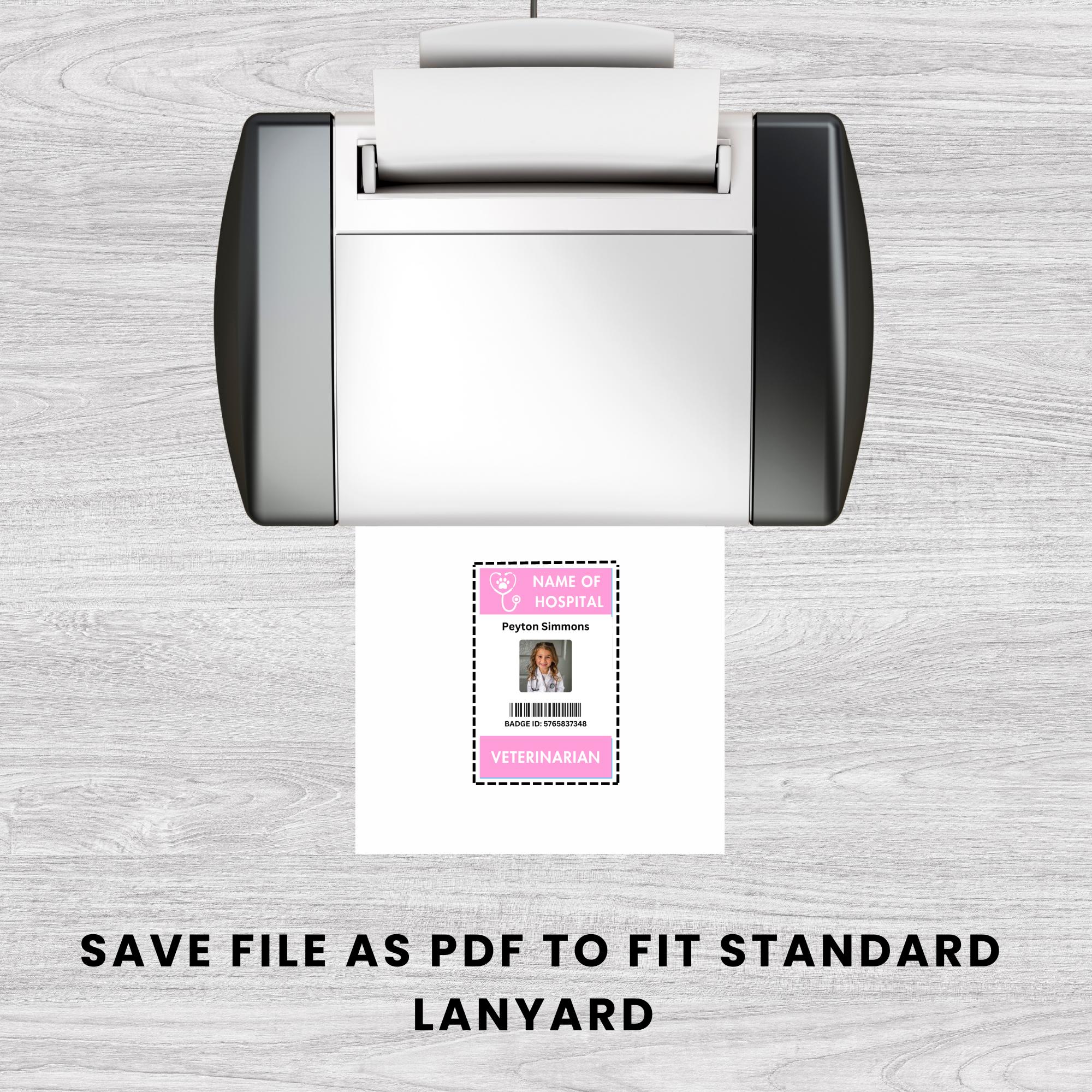 Printable Veterinarian ID Name Badge | Animal Hospital Vet Technician ...