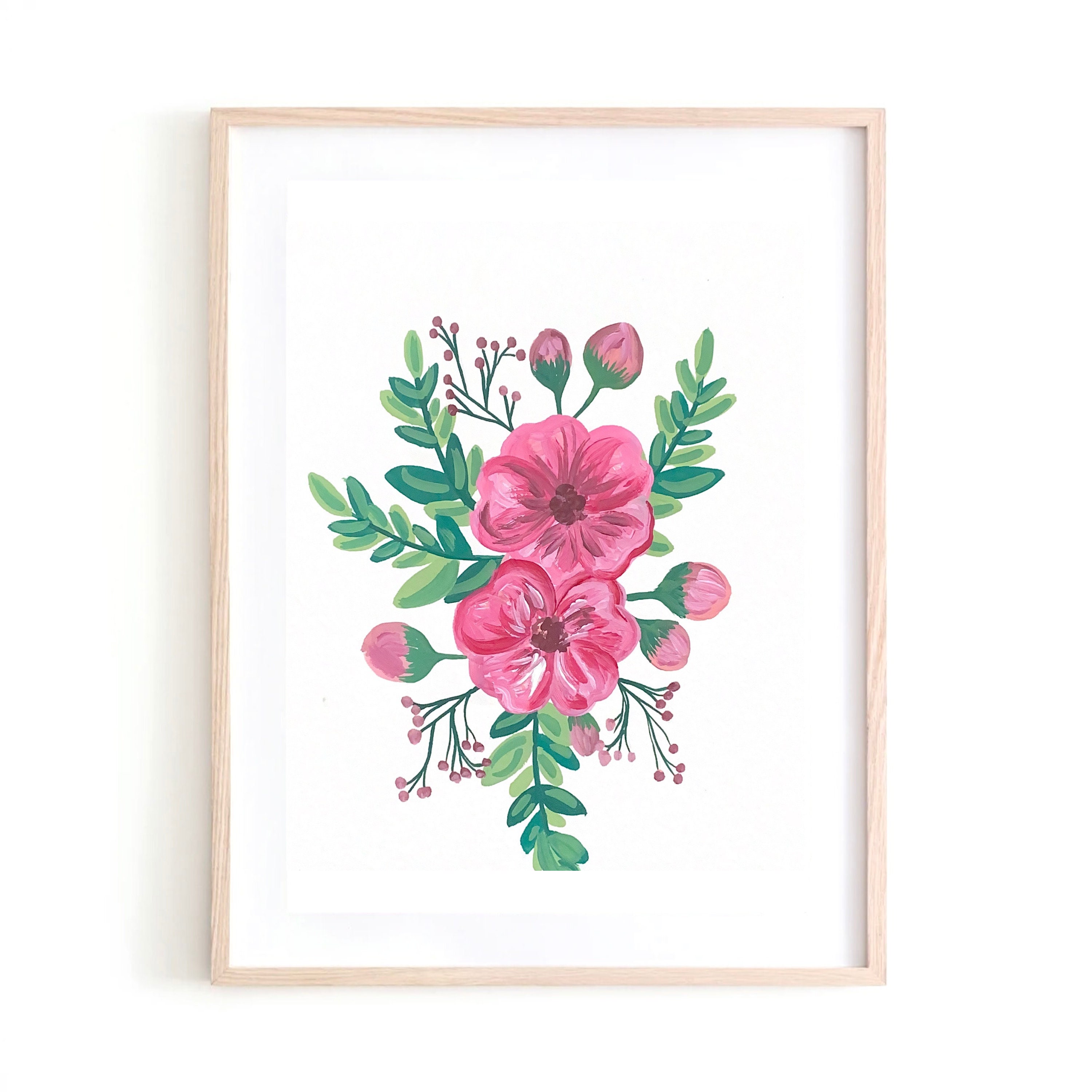 Pink Flowers Art Print - Etsy