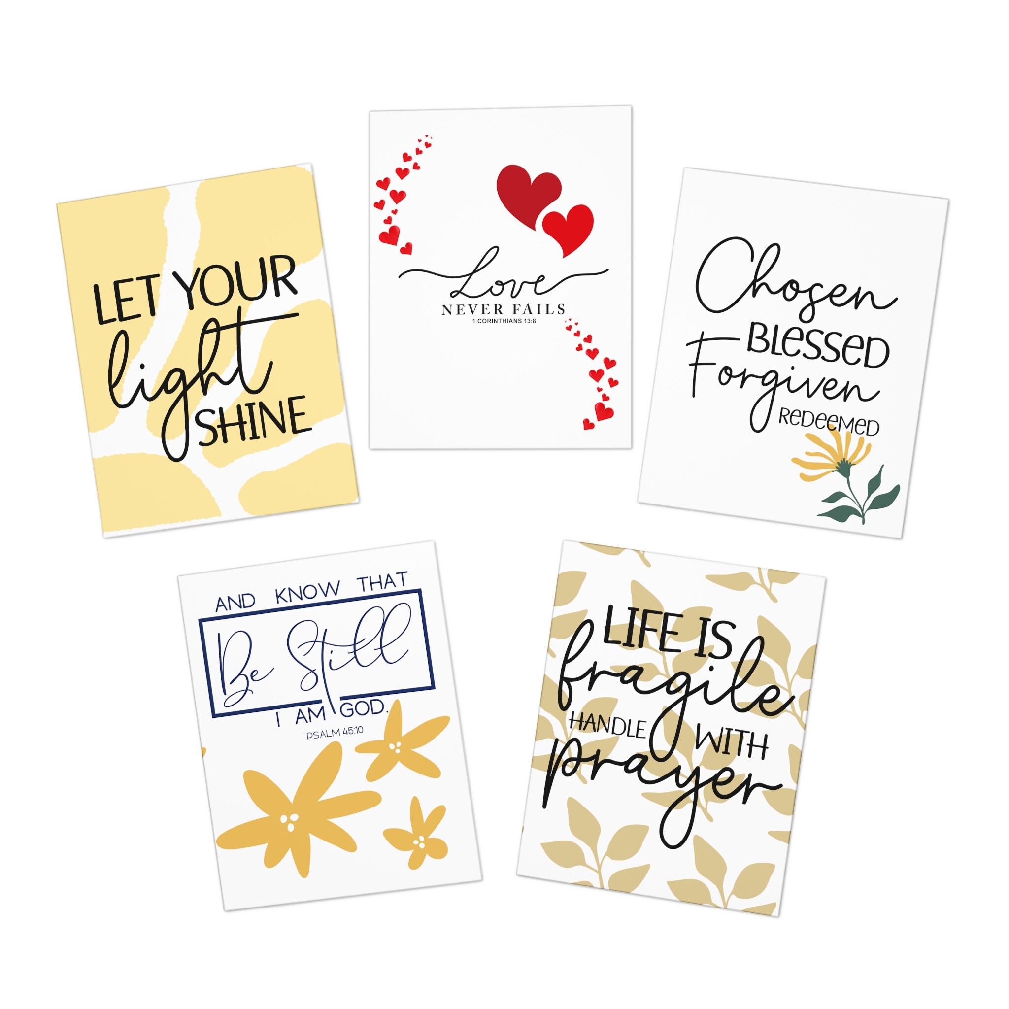 Faith Inspired Multi-design Greeting Cards 5-pack, Bible Verses Cards ...