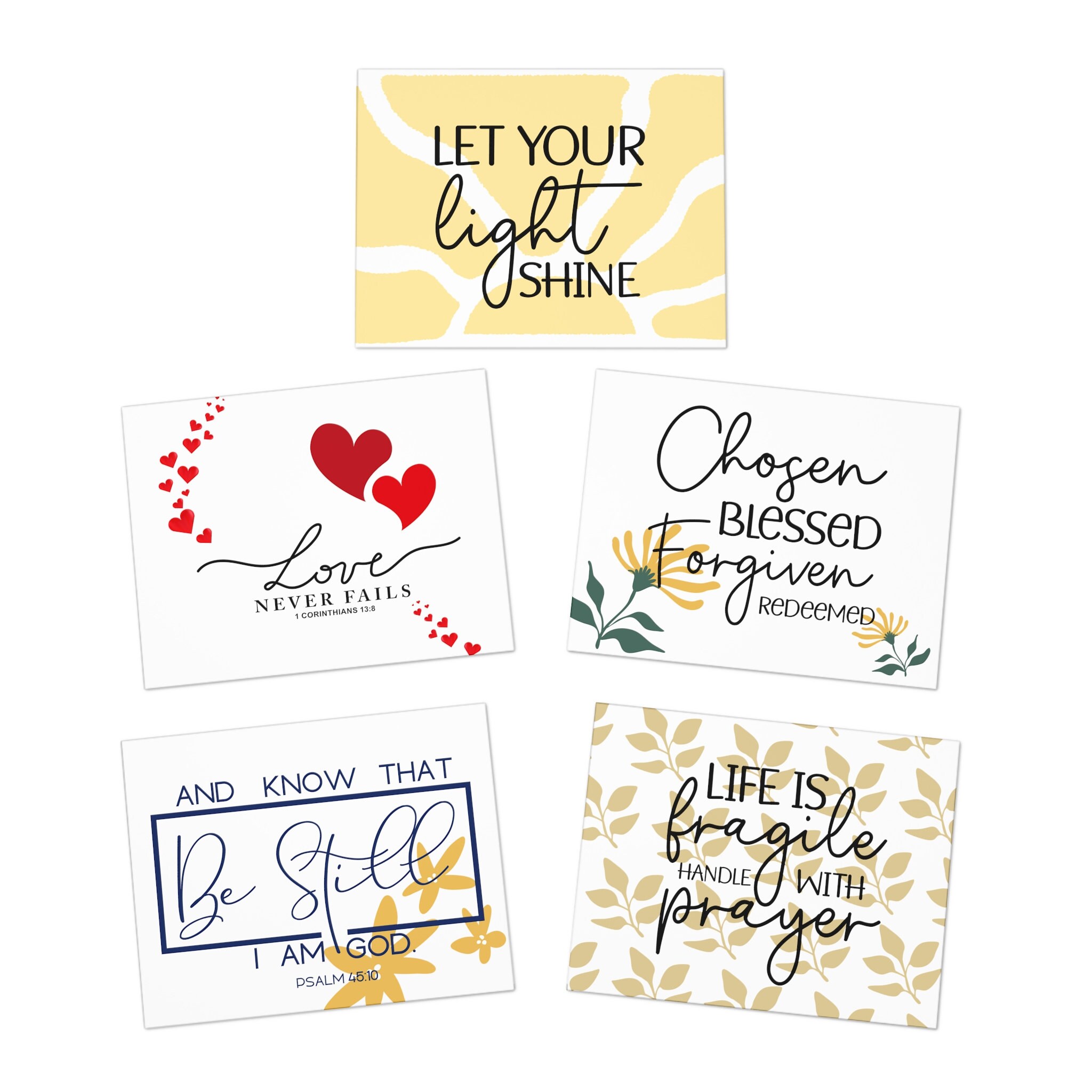 Faith Inspired Multi-design Greeting Cards 5-pack, Bible Verses Cards ...