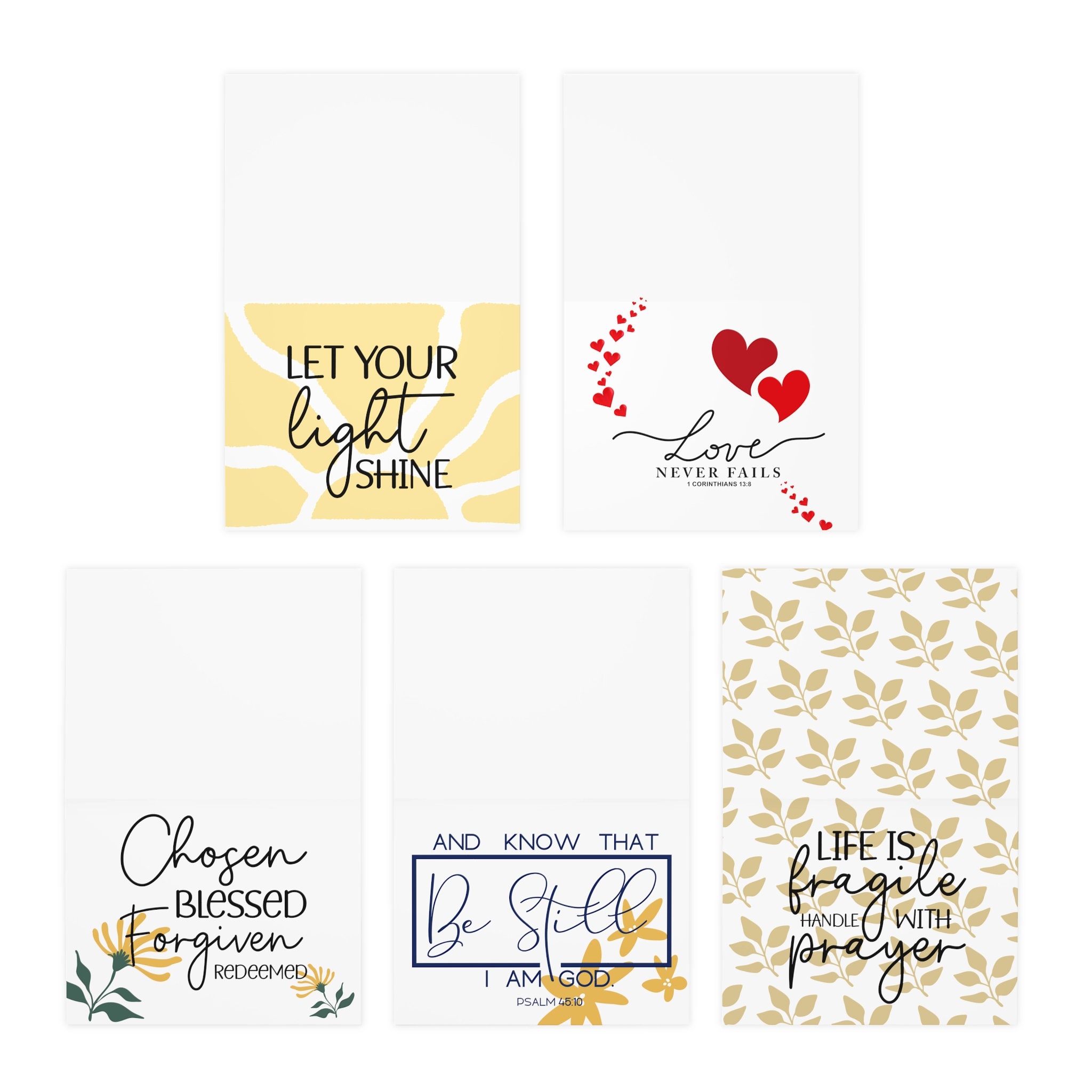 Faith Inspired Multi-design Greeting Cards 5-pack, Bible Verses Cards ...