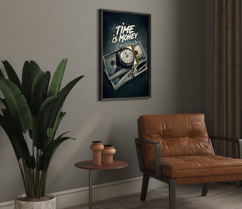 Time is Money Poster Motivational, Money and Time Canvas, Money ...