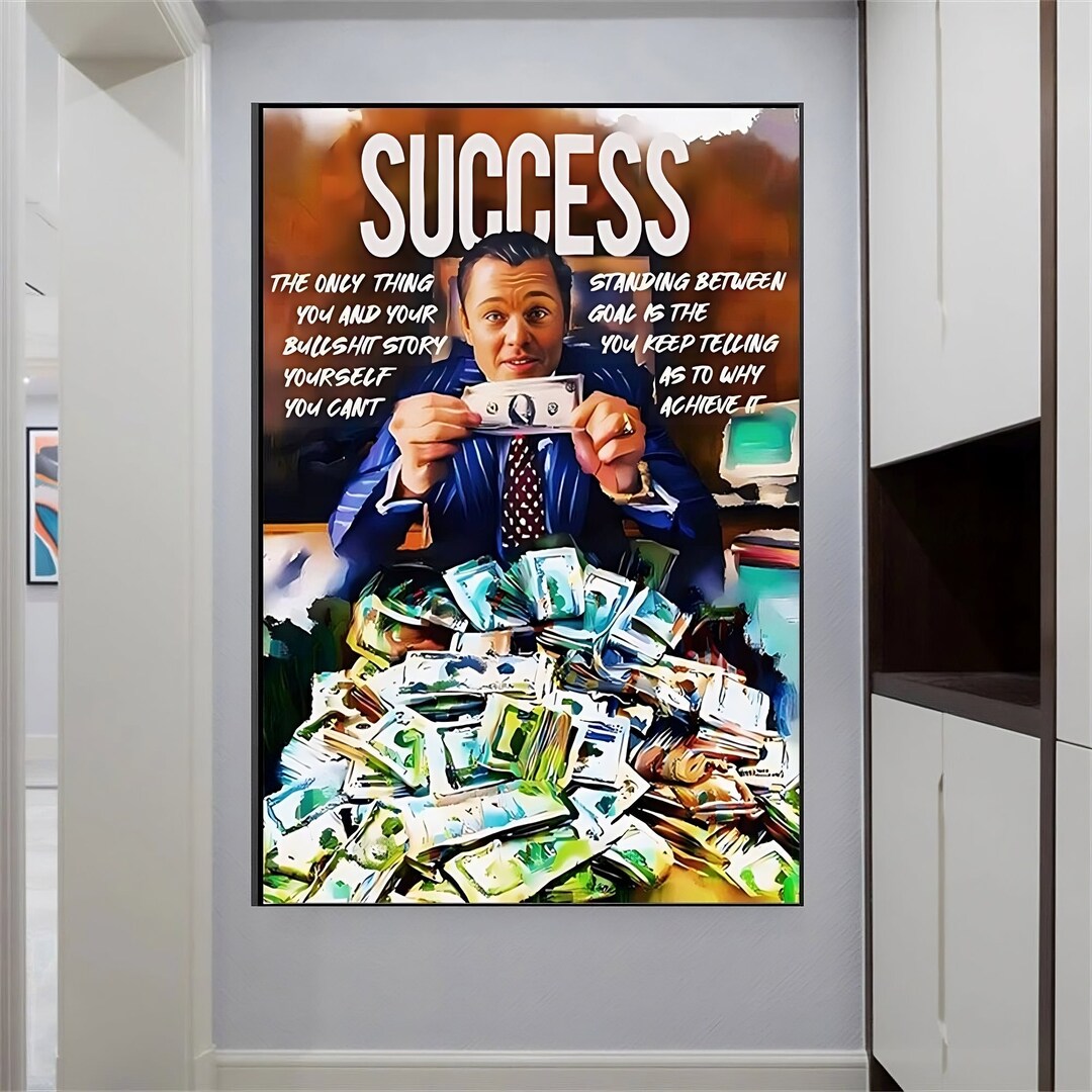 Money Success Poster, Wolf of Wall Street Money Wall Art, Motivational ...
