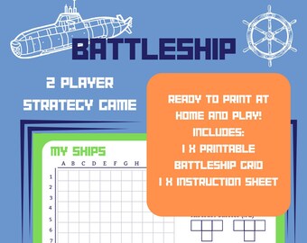 Printable Battleship Game, Small Game, Battleship Board Game, 2 Quick ...