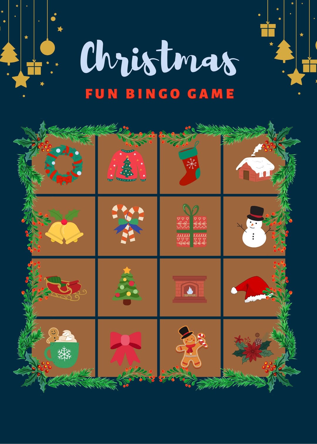 Christmas Bingo Game Printable Party Game - Etsy