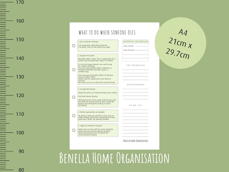 What to Do When Someone Dies - a Checklist to Help You (UK) - Etsy