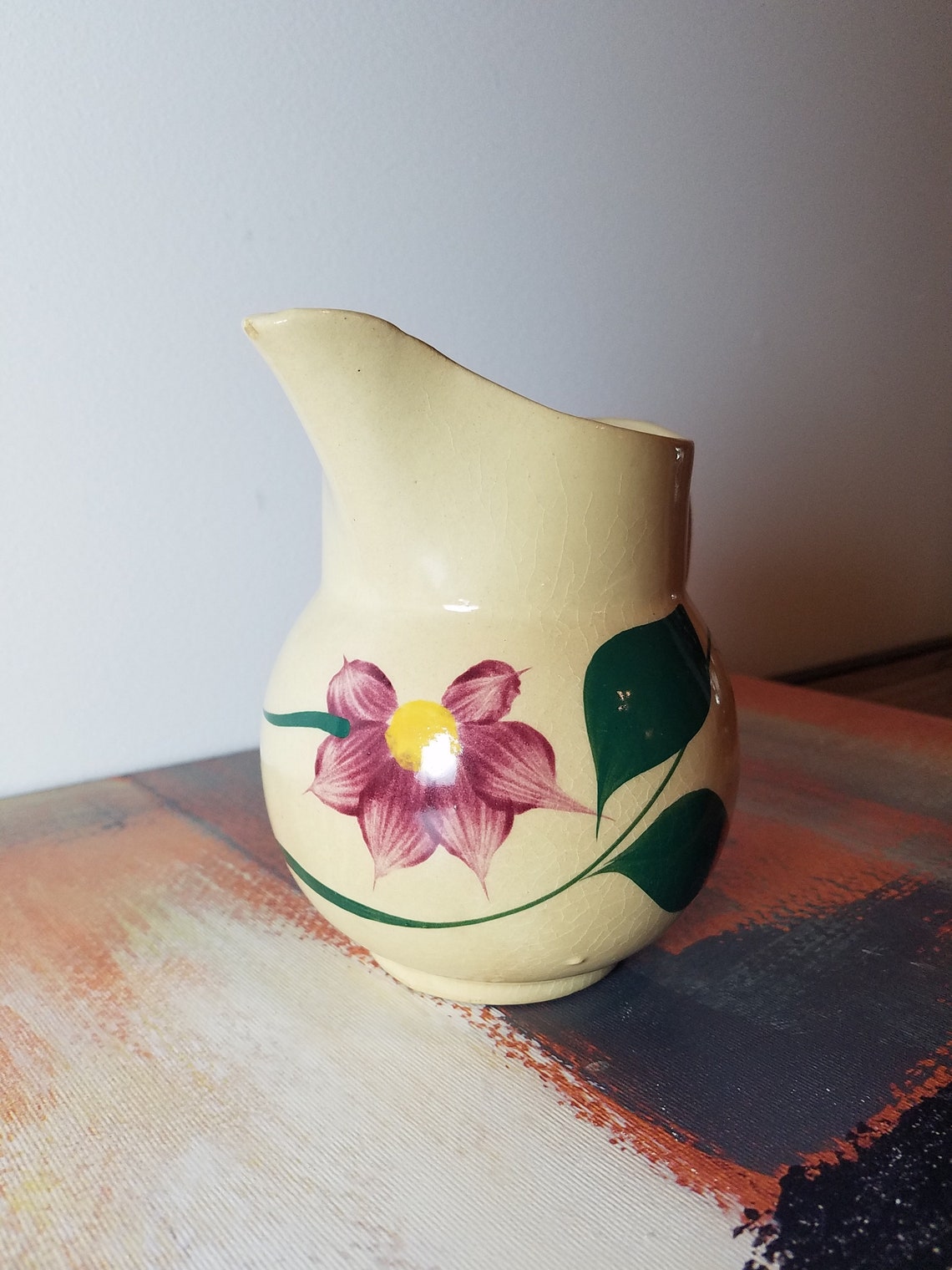 Vintage Watt Pottery Pitcher Flower and Cherry Pattern 5.5 in Tall - Etsy