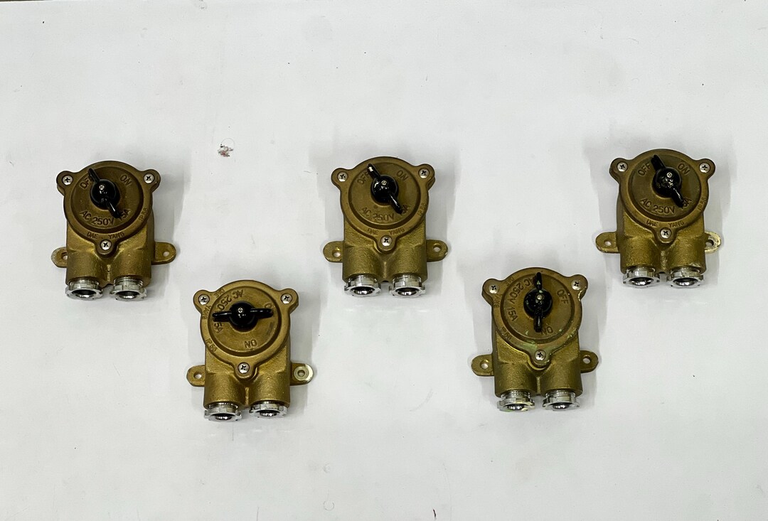 Set of 5 Maritime Daeyang Old Vintage Industrial Brass Rotary Switch ...