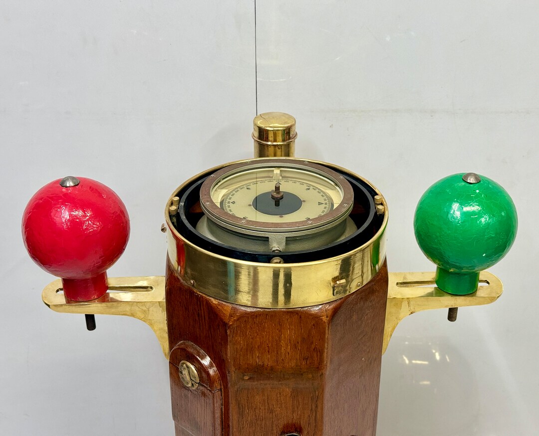 Vintage Original C. Plath Wood & Brass Nautical Binnacle Compass ...