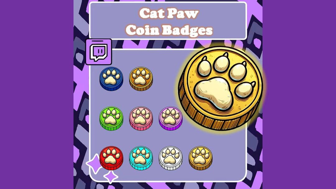 Twitch Badges // Cat Paw Badges for Streamers / Cat Paw Badges ...