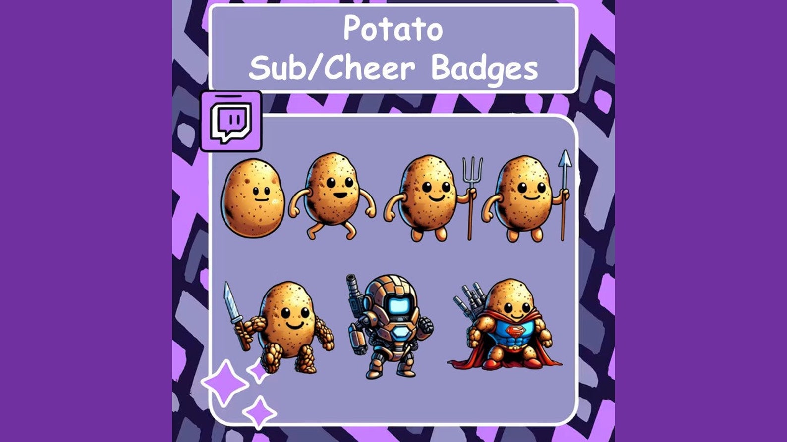 Potato Twitch Badges // Potato Badges for Streamers / Potato Badges ...