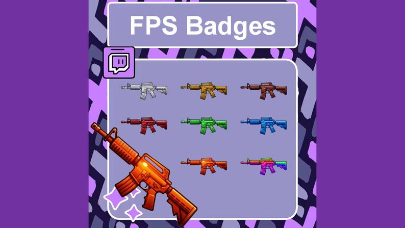 FPS Gun Twitch Badges | M4A4 Streamer Sub Cheer Badges - Etsy