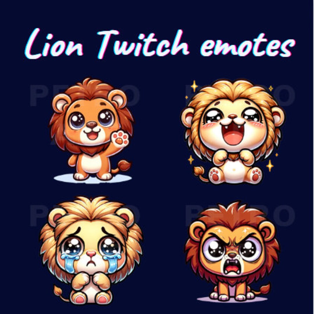 Cute Lion Twitch Emotes Discord / Youtube / Facebook Stream Emote - Etsy