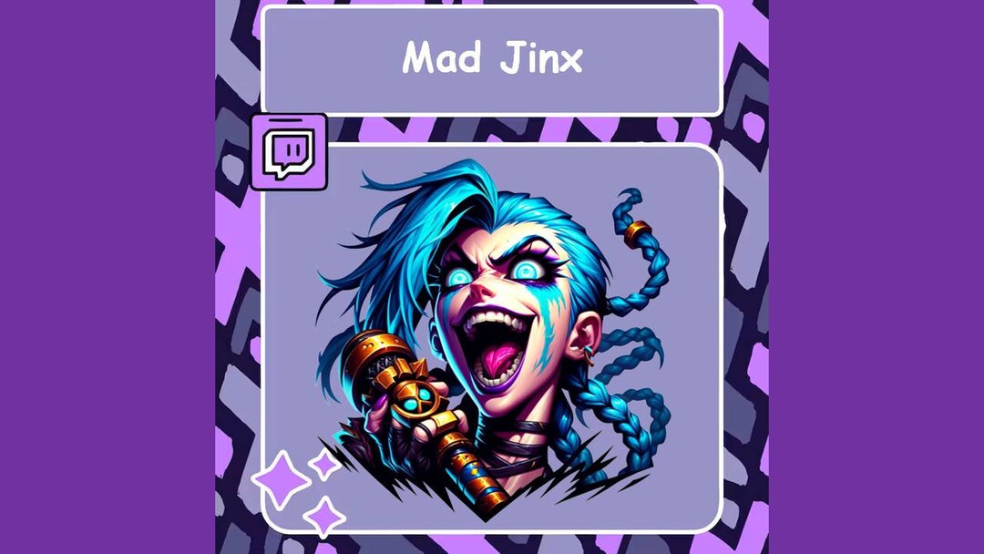 Mad Jinx Twitch Emote, League of Legends Lol, Discord Youtube (digital ...