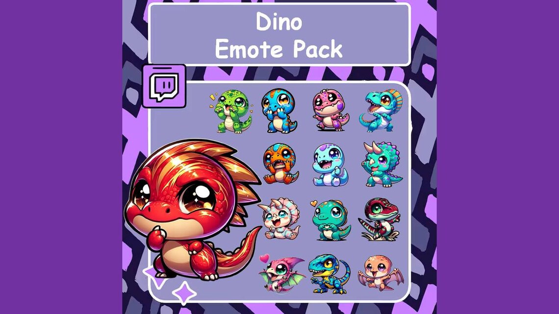 Dino Twitch Emotes, Discord Emotes, Chibi Emotes, Dinosaur Emotes ...