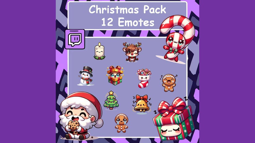 Christmas Emotes for Twitch, Discord, Youtube, Cute Xmas Streamer ...