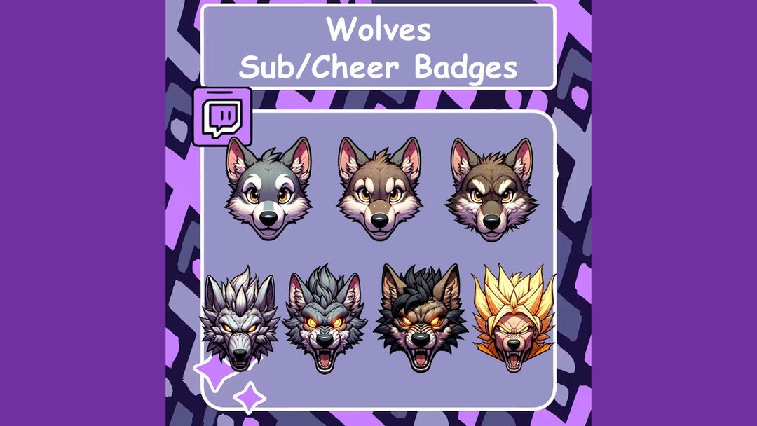 Wolf Twitch Badges // Wolf Badges for Streamers / Werewolf Badges ...