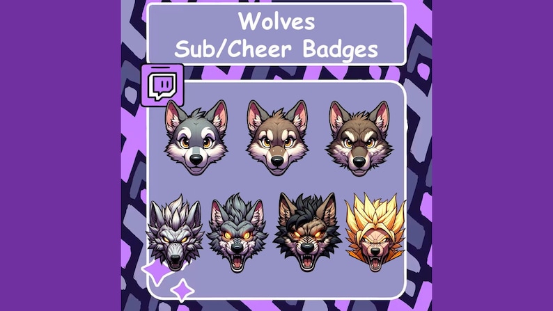 Wolf Twitch Badges // Wolf Badges for Streamers / Werewolf Badges ...