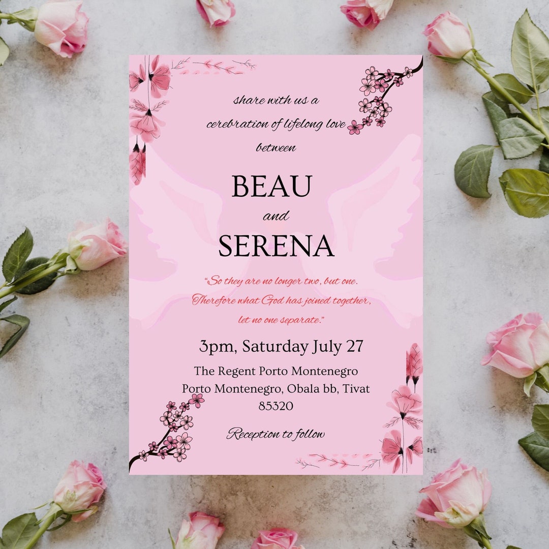 Christian Wedding Invitation Template, Bible Verse, Editable Wedding ...