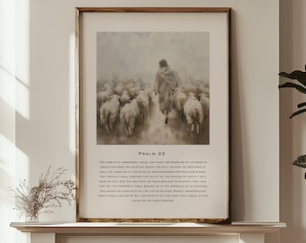 Psalm 23 Poster, Scripture Bible Verse Print, the Lord is My Shepherd ...
