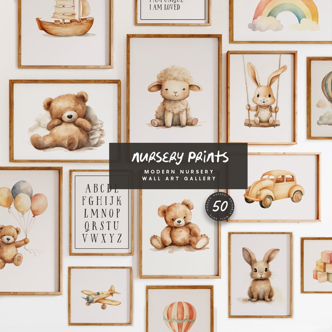 50 Nursery Gallery Wall Prints Kids Room Wall Art Prints Nursery Decor ...