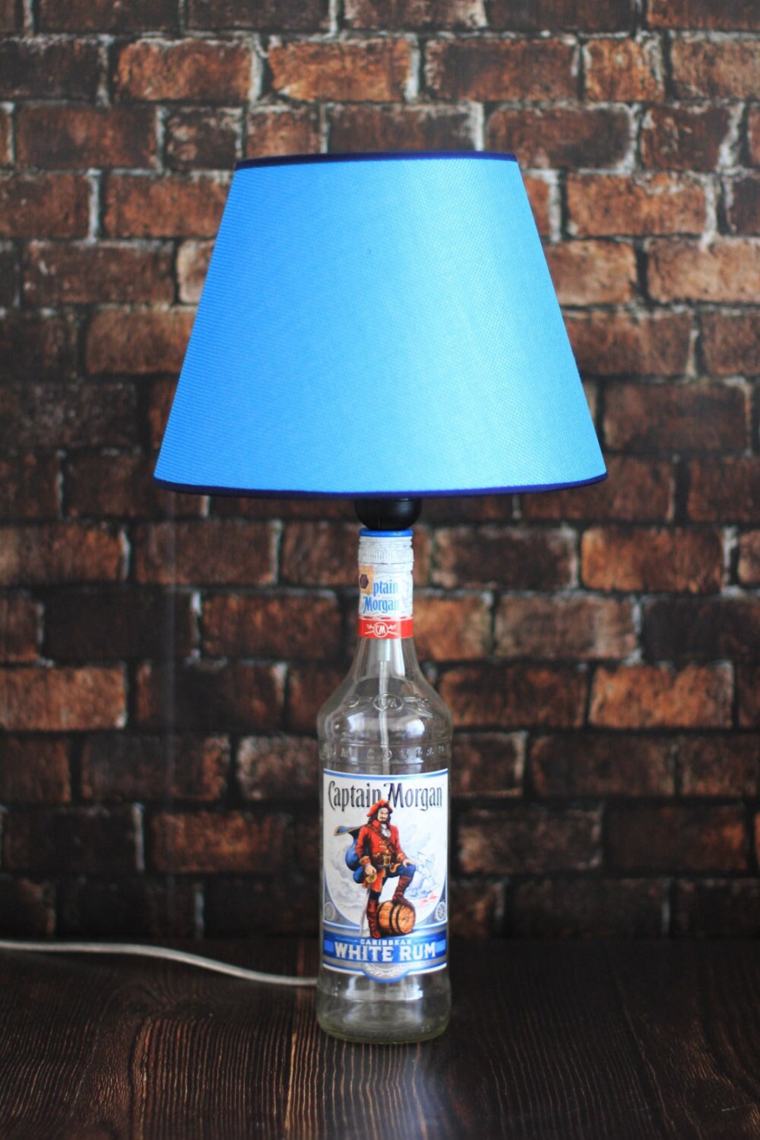 Handmade Captain Morgan Table Lamp Bottle Gift Lampshade Upcycled Decor ...