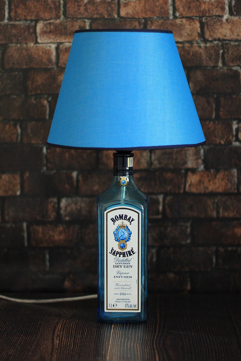 Handmade Bombay Gin Table Lamp Bottle Gift Lampshade Upcycled Decor - Etsy