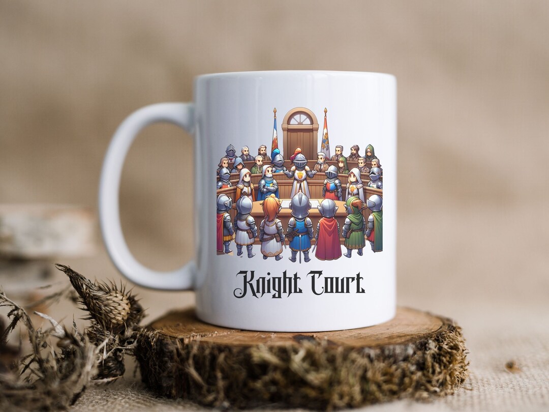 Medieval Knight Ceramic Mug, Detailed Armor Stance Cup, Colorful Middle ...