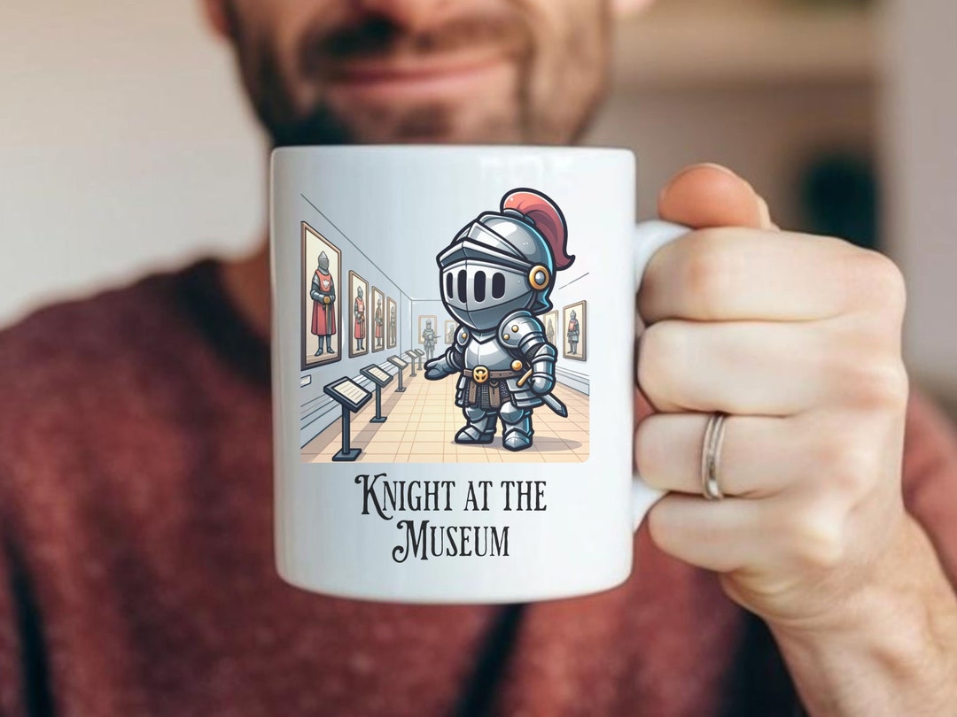 Medieval Knight Ceramic Mug, Detailed Armor Stance Cup, Colorful Middle ...