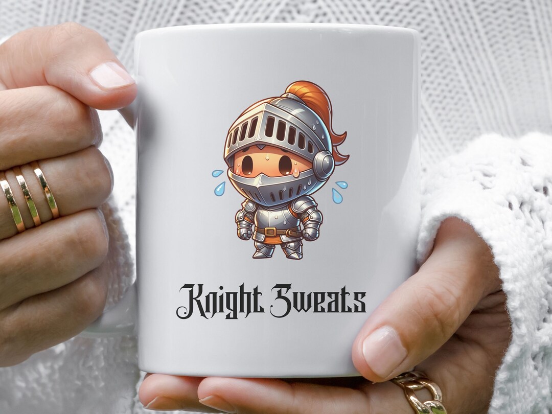 Medieval Knight Ceramic Mug, Detailed Armor Stance Cup, Colorful Middle ...