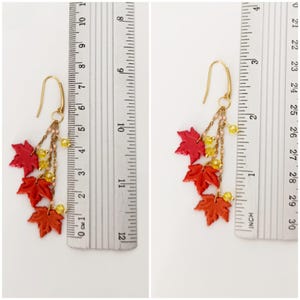 Long Earrings in Nature Style With Autumn Foliage Design Orange Leaves ...