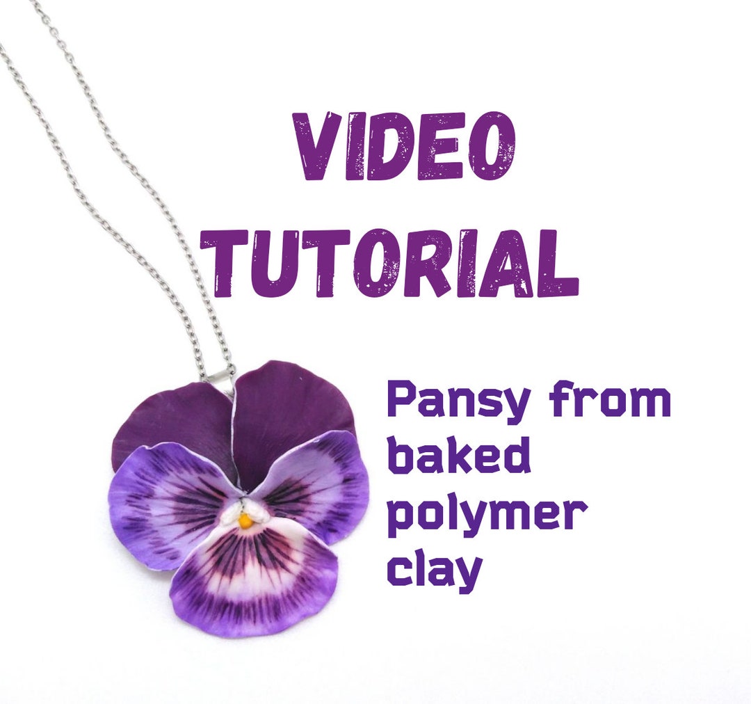 Video Tutorial Polymer Clay Pansy DIY Polymer Clay Flower Polymer Clay ...