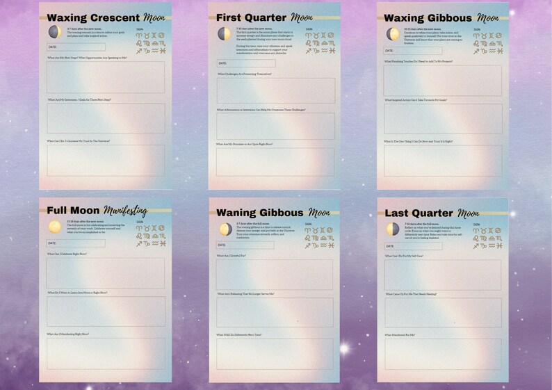 Printable Moon Planner | Moon Journal | Lunar Phases | Celestial ...