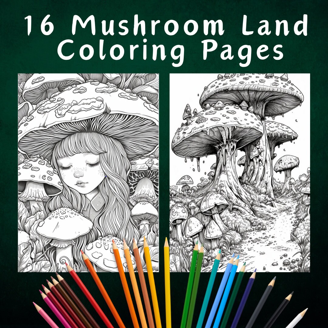Mushroom Kingdom Printable Coloring Pages | 16 Psychedelic Trippy Magic ...