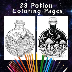 Mystical Potion Printable Coloring Pages | 28 Pages | Mystical Worlds ...