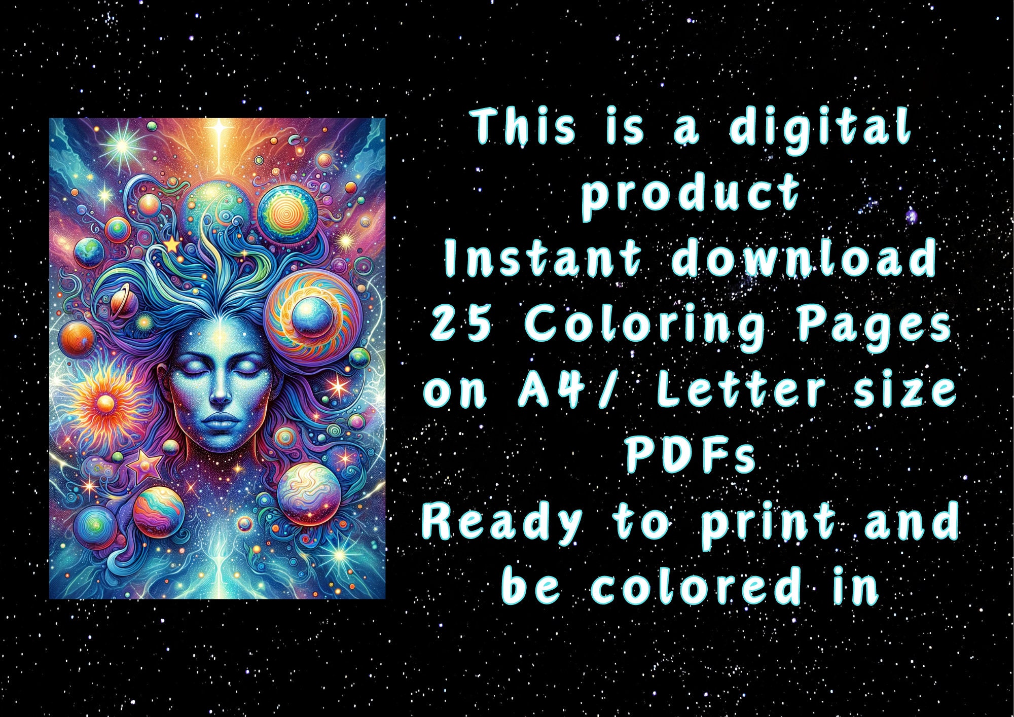 Celestial Being Printable Coloring Pages 25 Pages Psychedelic Designs ...