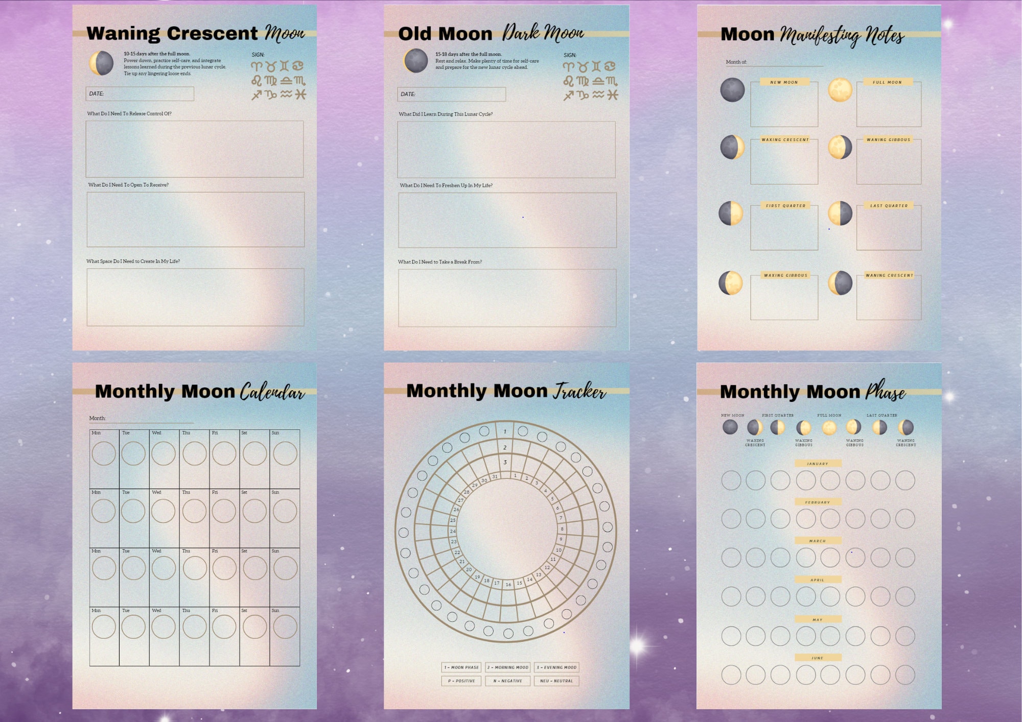 Printable Moon Planner | Moon Journal | Lunar Phases | Celestial ...
