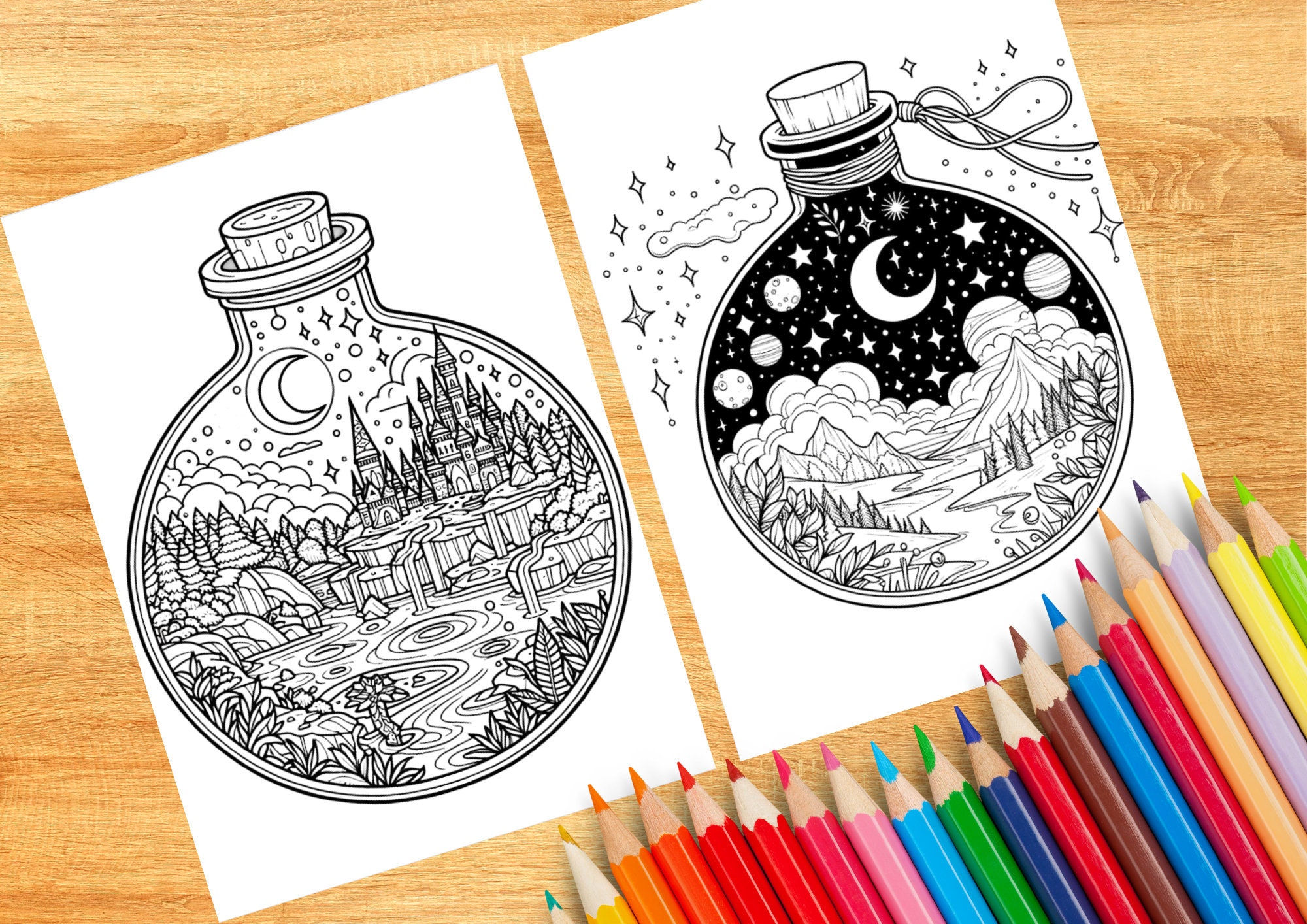 Mystical Potion Printable Coloring Pages | 28 Pages | Mystical Worlds ...