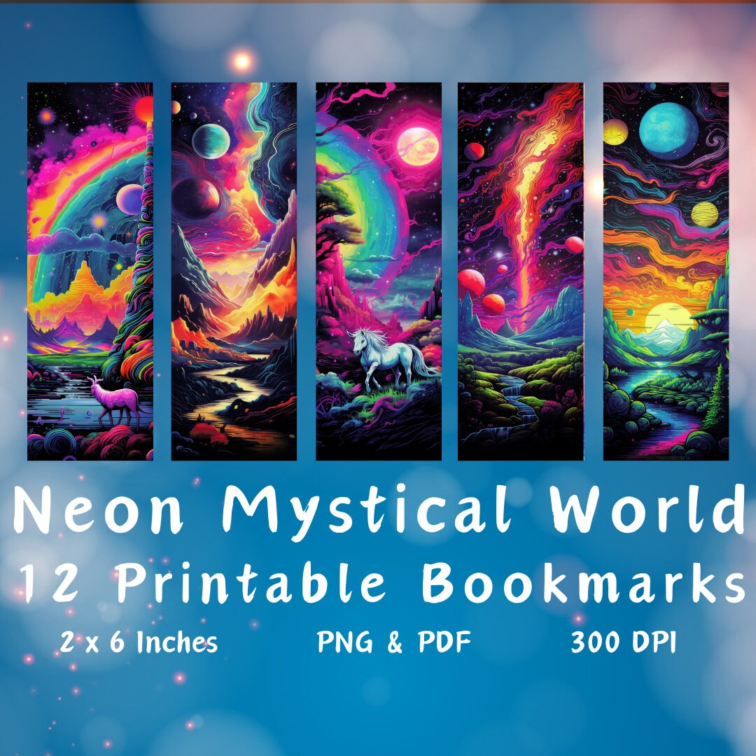 Neon Mystical World Printable Bookmarks | Another Planet | Otherworld ...