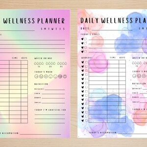 Printable Daily Wellness Planner | 9 Styles | 3 Sizes | Rainbow ...