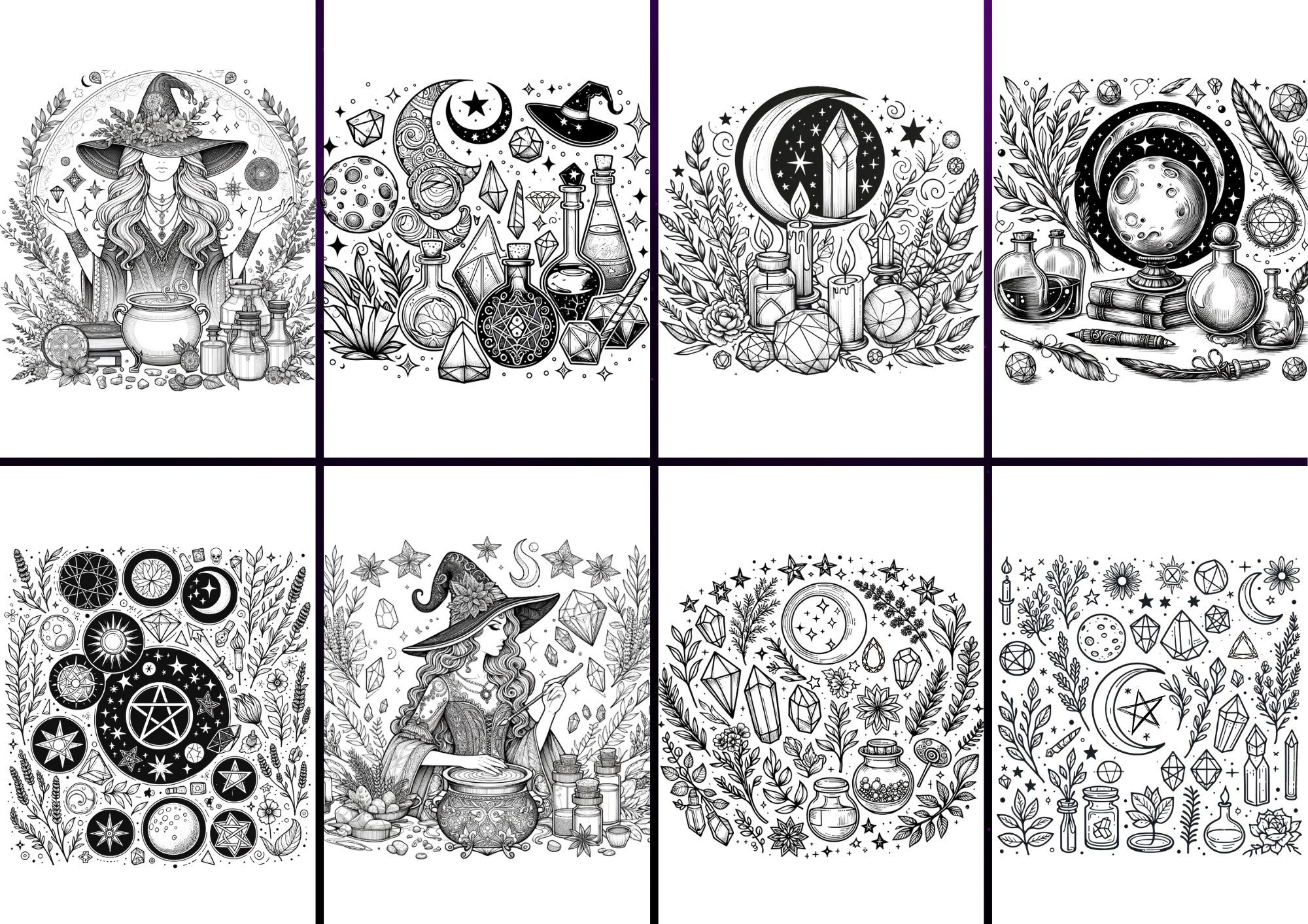 Witchy Printable Coloring Pages | 25 Magical Designs | Witch | Potions ...