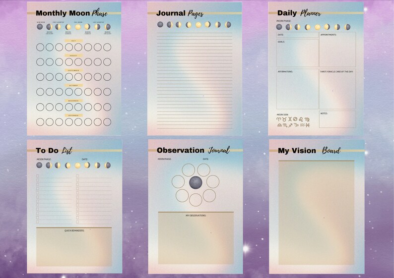 Printable Moon Planner | Moon Journal | Lunar Phases | Celestial ...