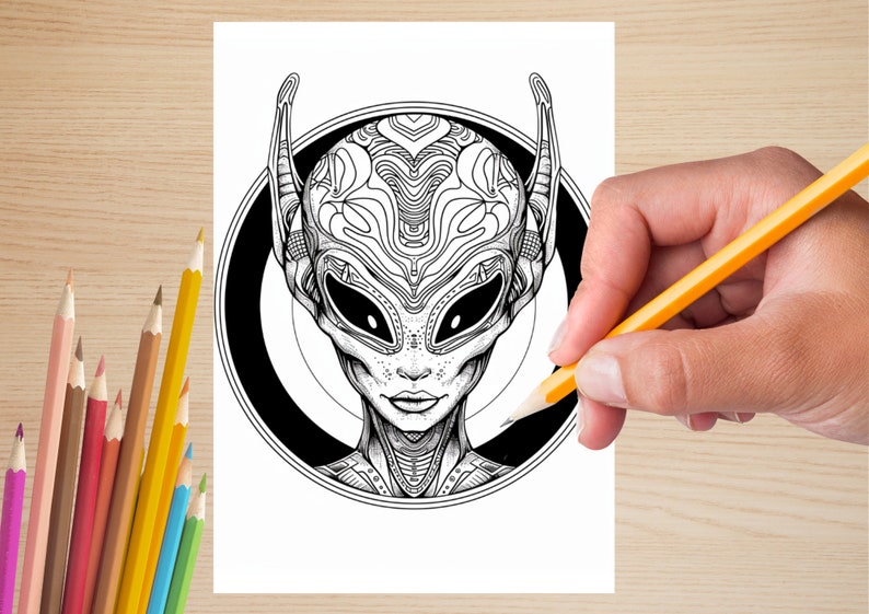 Trippy Alien Printable Coloring Pages | 24 Adult Coloring Images | PDF ...