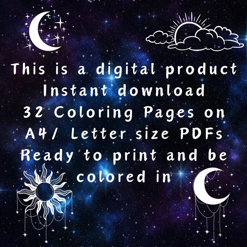 Celestial Printable Coloring Pages 32 Majestic Sun & Moon Designs Solar ...