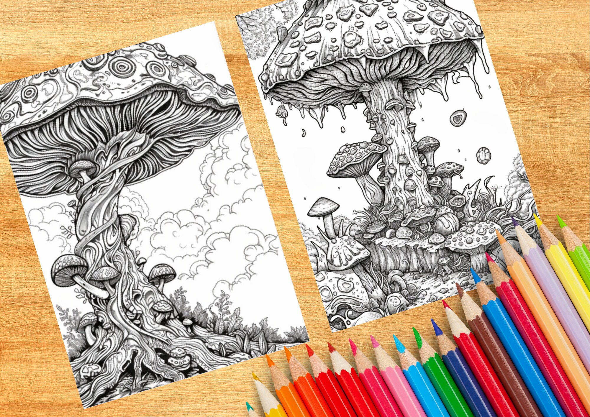 Mushroom Kingdom Printable Coloring Pages | 16 Psychedelic Trippy Magic ...