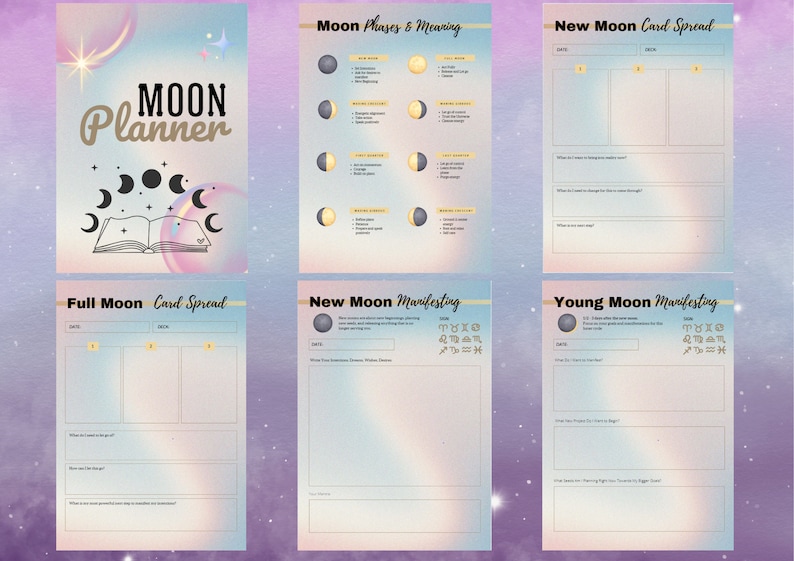 Printable Moon Planner | Moon Journal | Lunar Phases | Celestial ...